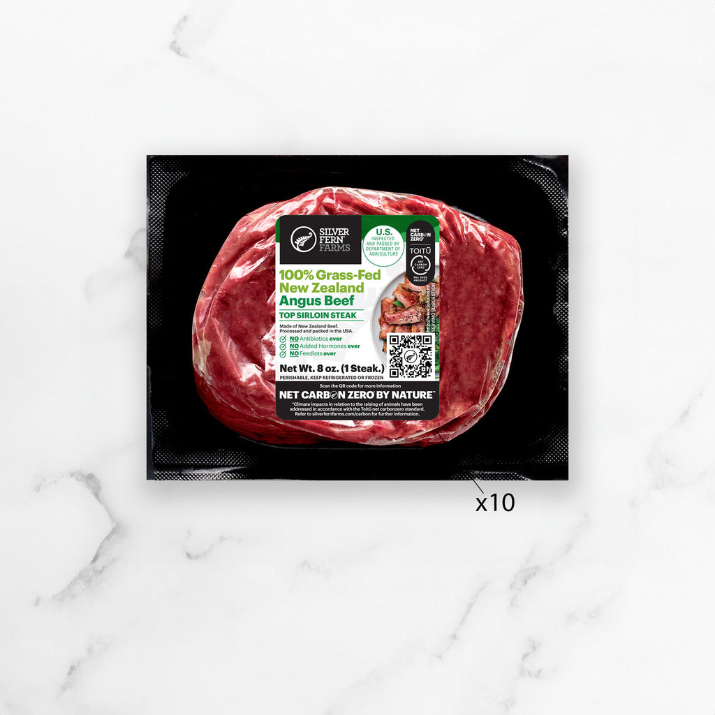 Silver Fern Farms Grass Fed Angus Beef Top Sirloin Steak Pack X10